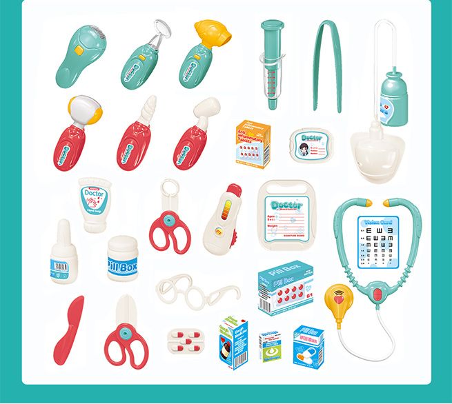 27 Pieces Doctor Kit Medical Pretend Play Toys Table Chair for Kids w ...