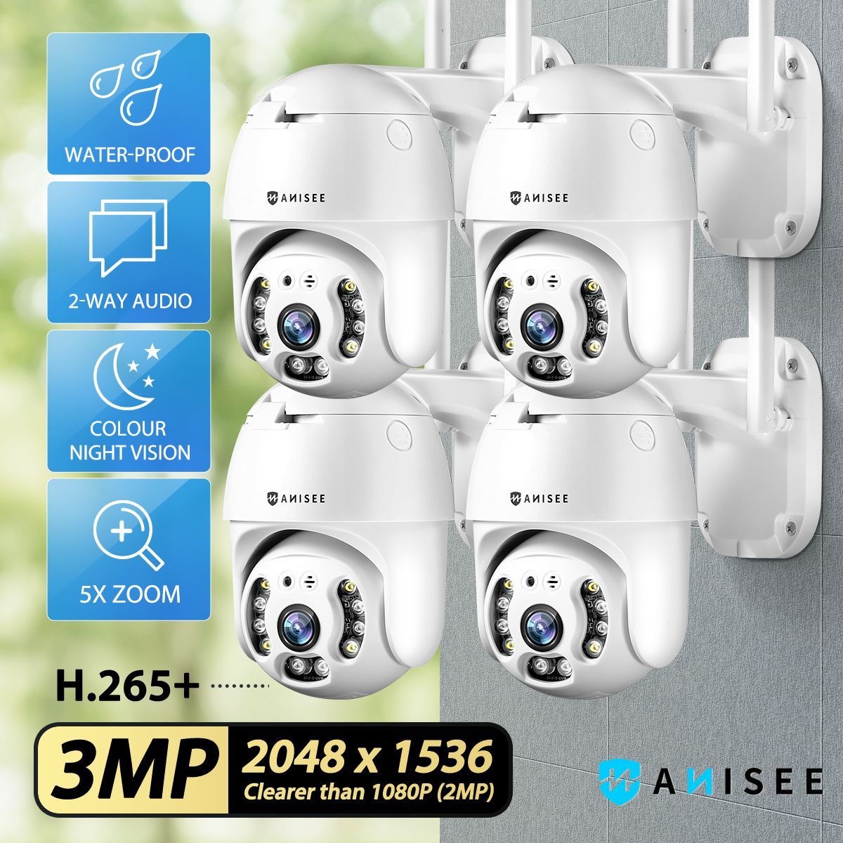 Anisee 3MP Security Camera CCTV Camera HD Wireless Home Security IP ...
