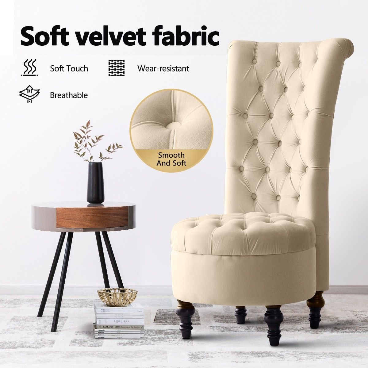 Luxury High Back Velvet Accent Chair Retro Lounge Chair Sofa Couch ...