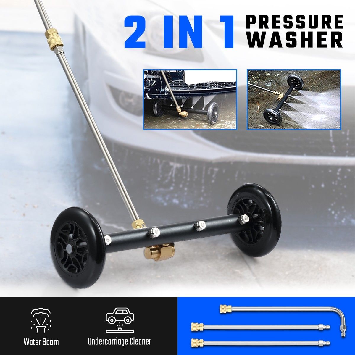 2 in 1 40cm Pressure Washer Undercarriage Cleaner Under Car Wash Water ...