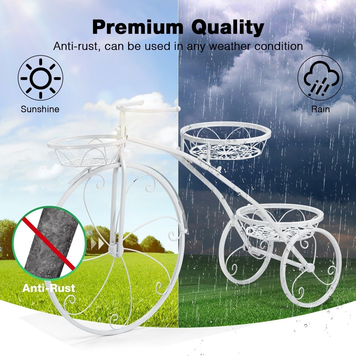 3 Tier Bicycle Shape Plant Stand Metal Flower Plant Pot Stand Display ...