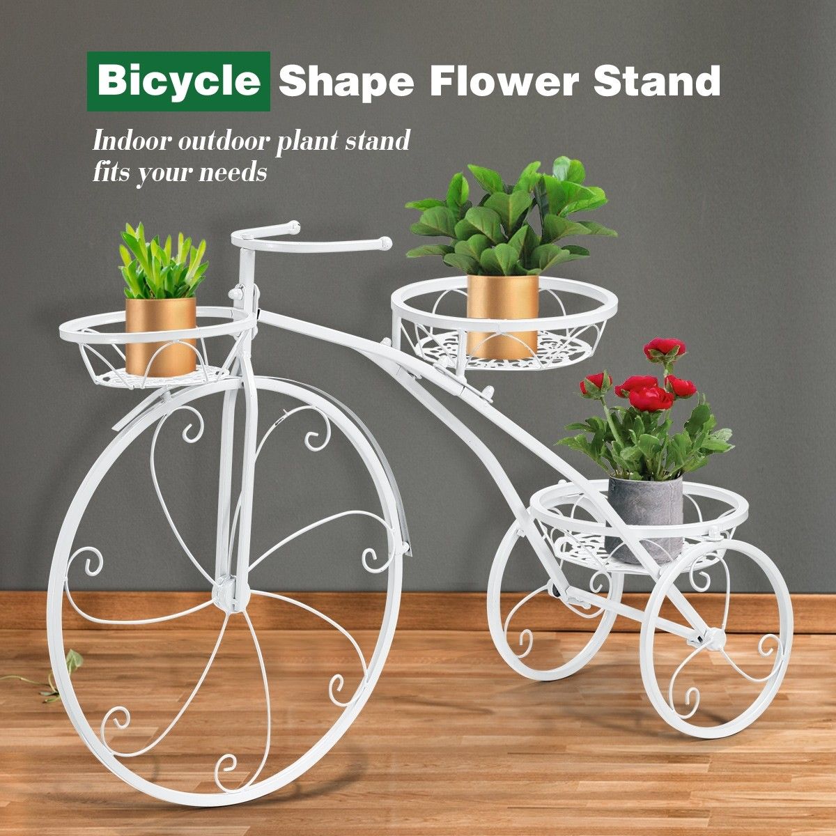 3 Tier Bicycle Shape Plant Stand Metal Flower Plant Pot Stand Display ...