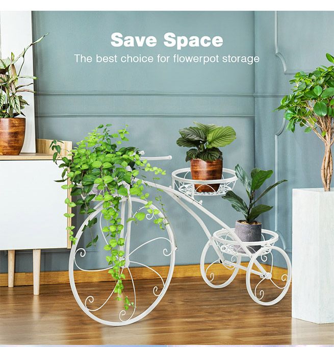3 Tier Bicycle Shape Plant Stand Metal Flower Plant Pot Stand Display ...