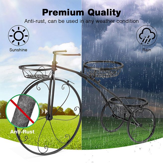 3 Tier Bicycle Shape Plant Stand Metal Flower Plant Pot Stand Display ...