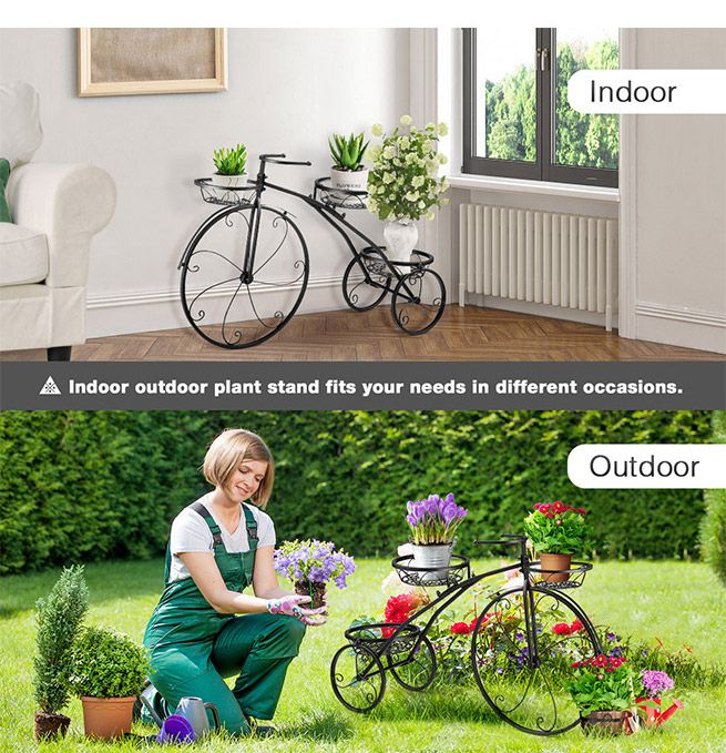 3 Tier Bicycle Shape Plant Stand Metal Flower Plant Pot Stand Display ...