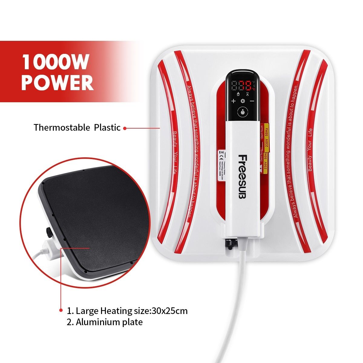 5-in-1 Digital Heat Press Machine 30x25cm Portable Vibration Heat ...