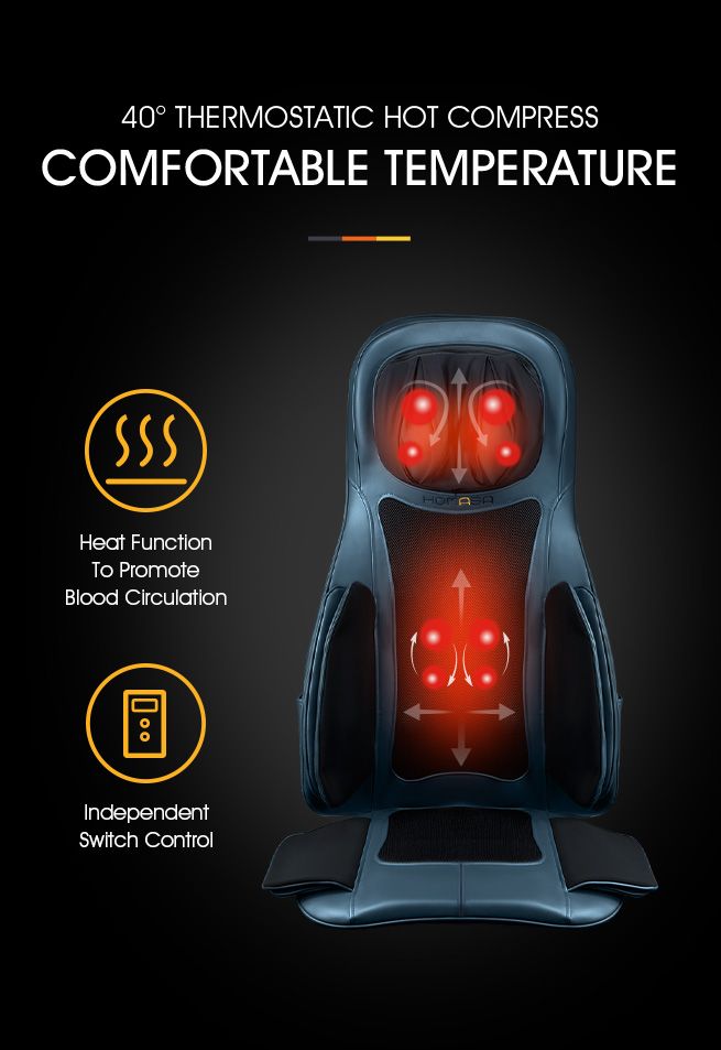 Blue Air Compression Shiatsu Rotating Massage Seat Cushion Neck Back ...