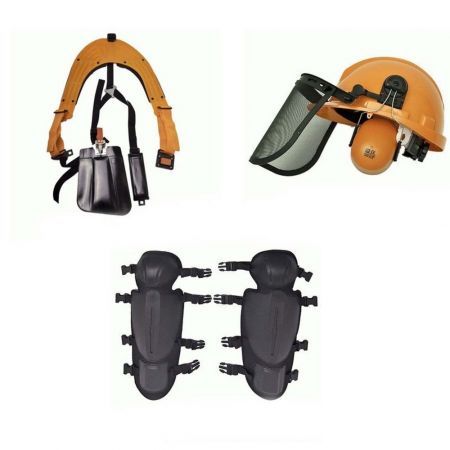 Ultimate Brushcutter Line Trimmer Safety Harness Shin Pads Guards Helmet
