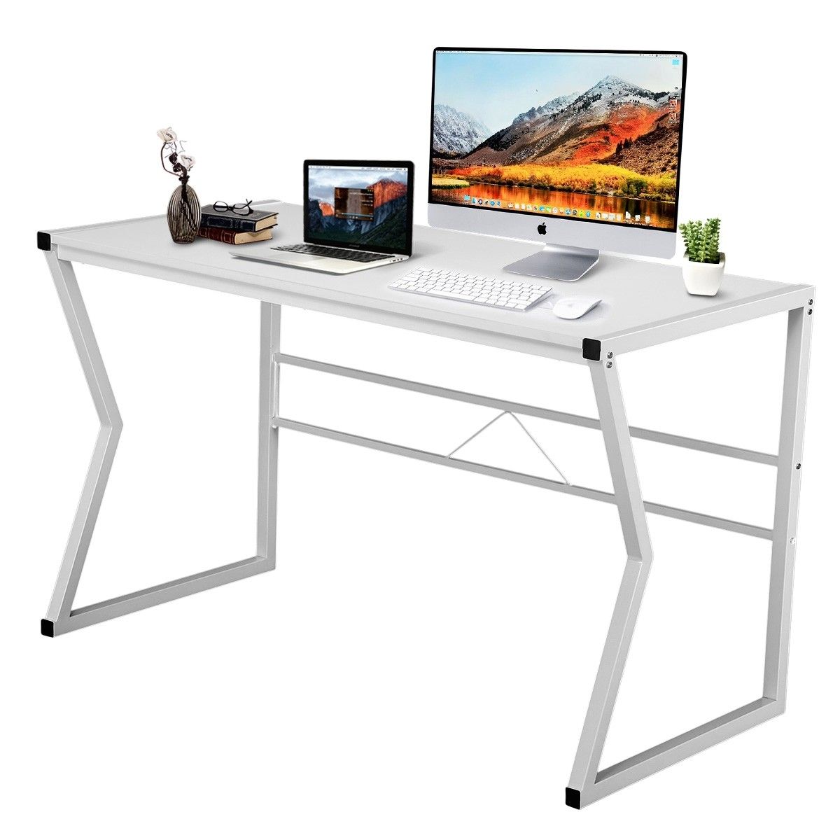 K Shaped Computer Desk Home Office Desk Workstation Gaming Study ...