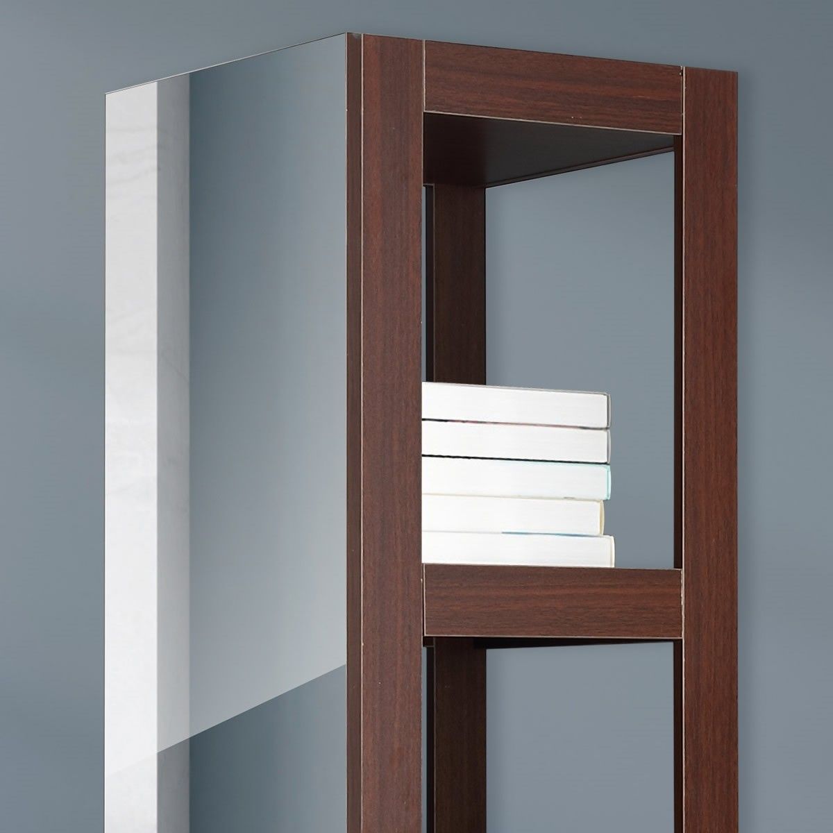 360-Degree Swivel Bookcase Cabinet Shelves Full length Mirror Storage ...