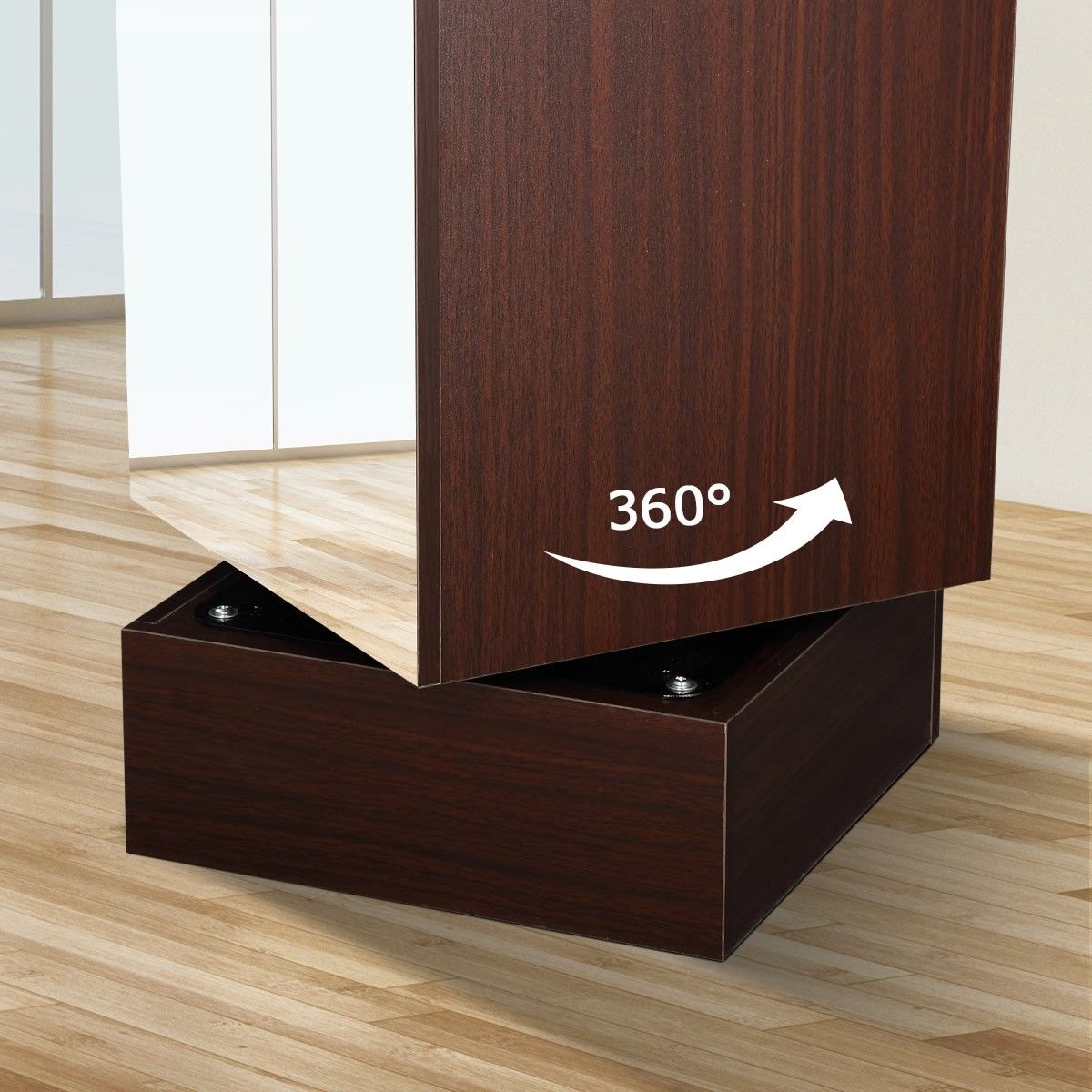 360-Degree Swivel Bookcase Cabinet Shelves Full length Mirror Storage ...