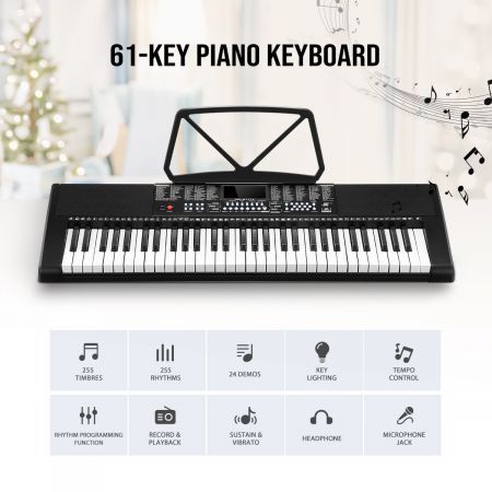 Melodic Electronic 61-Lighted Key Piano Keyboard 24 Demo Songs USB ...