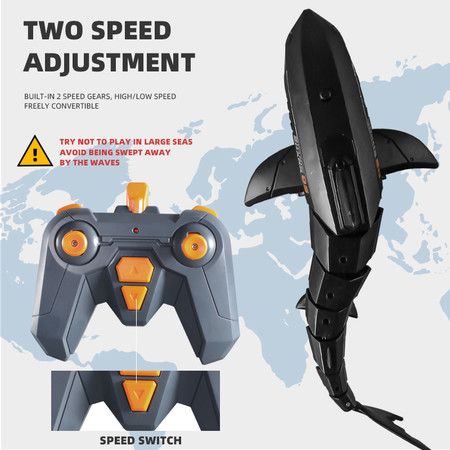 Remote Control Shark Toy with LED Light, Rechargeable Electric Toy RC ...
