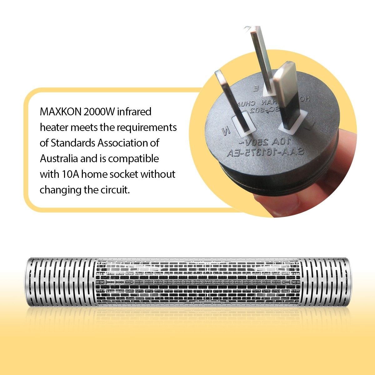 Maxkon 2000W Infrared Outdoor Heater Instant Electric Wall Heater ...