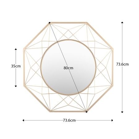Geometric Shaped 8-Sided Wall Mirror Decorative Vanity Mirror Gold ...