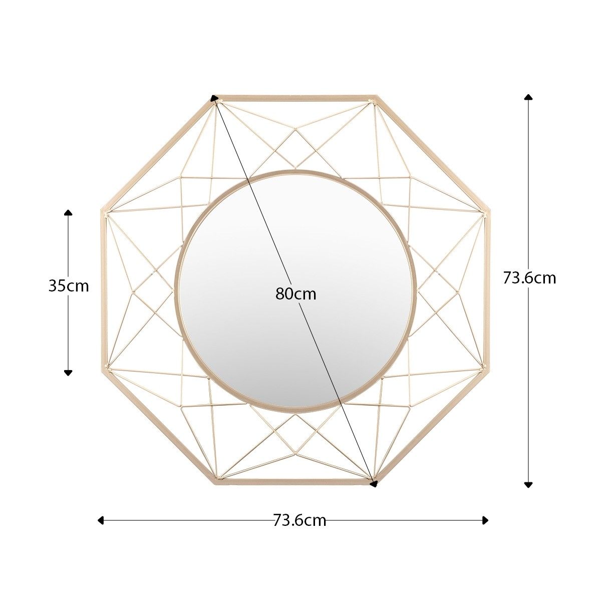 Geometric Shaped 8-Sided Wall Mirror Decorative Vanity Mirror Gold ...