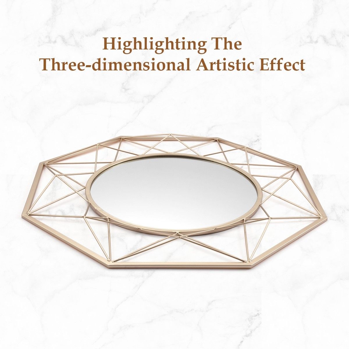 Geometric Shaped 8-Sided Wall Mirror Decorative Vanity Mirror Gold ...