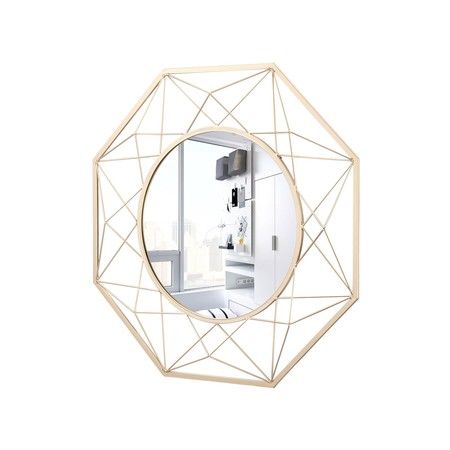 Geometric Shaped 8-Sided Wall Mirror Decorative Vanity Mirror Gold ...