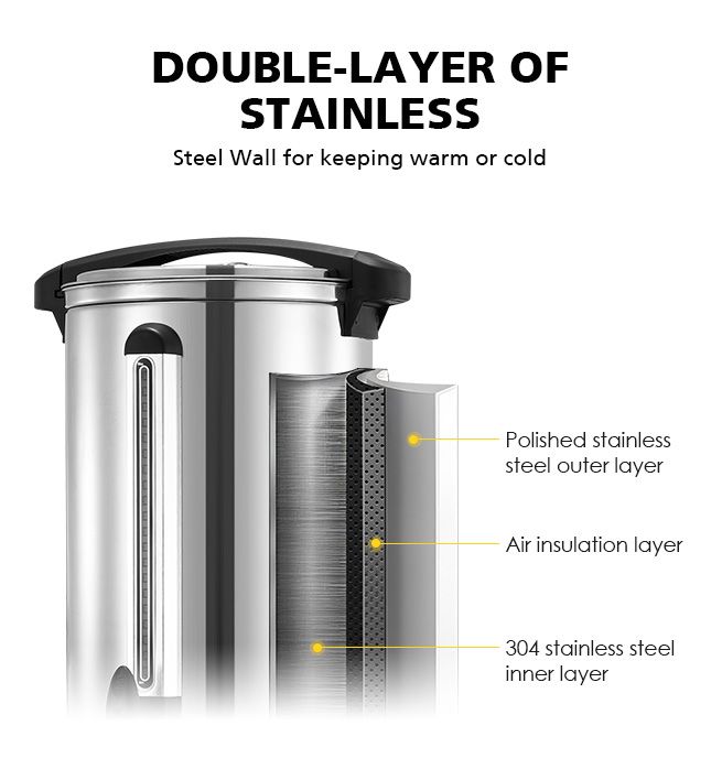 Maxkon 28L Stainless Steel Hot Water Urn 2500W Electric Hot Beverage ...