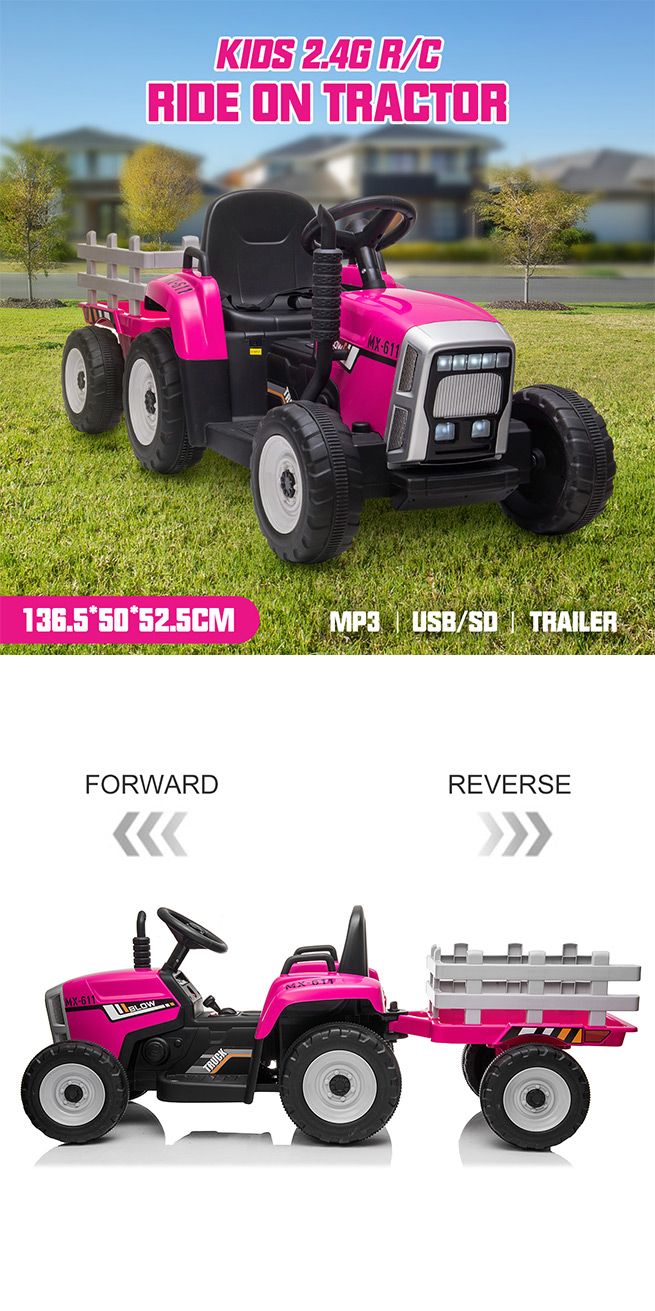 Kids Farm Tractor Electric Ride On Toys 2.4G R/C Remote Control Cars w ...
