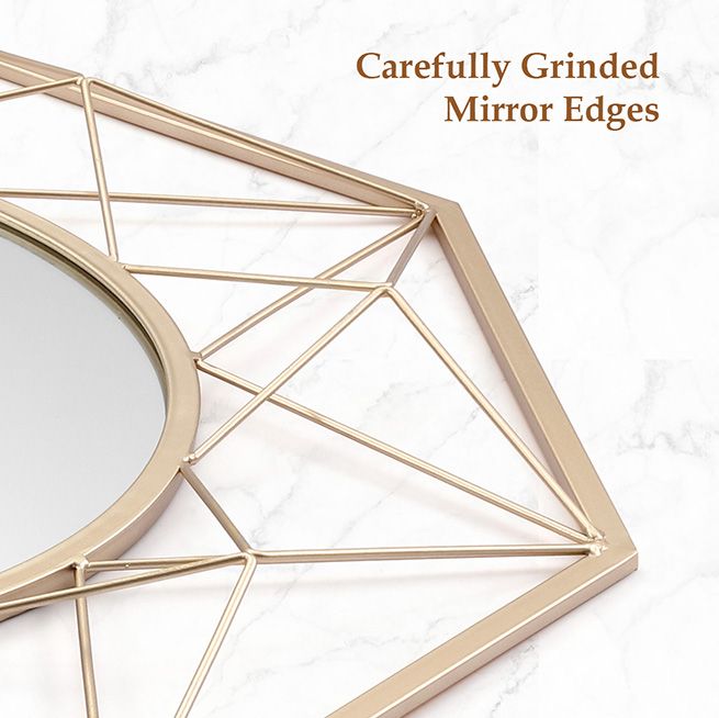 Geometric Shaped 8-Sided Wall Mirror Decorative Vanity Mirror Gold ...