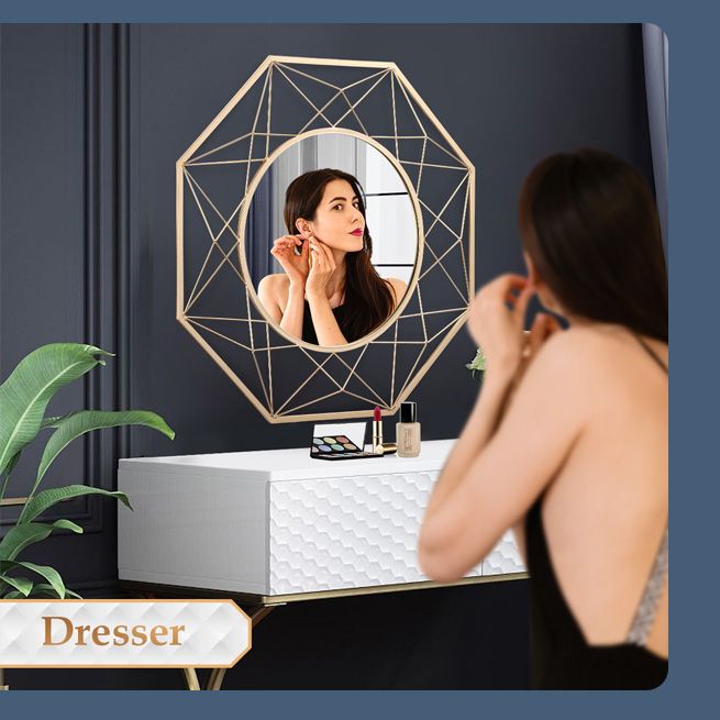 Geometric Shaped 8-Sided Wall Mirror Decorative Vanity Mirror Gold ...