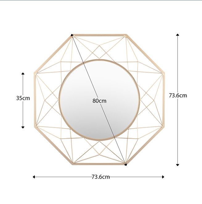 Geometric Shaped 8-Sided Wall Mirror Decorative Vanity Mirror Gold ...