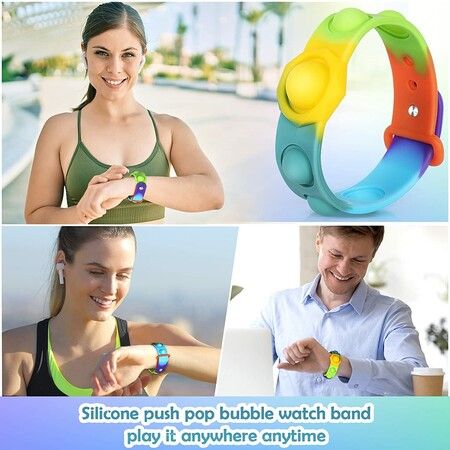 Stress Relief Wristband Fidget Toys, Wearable Push Pop Bubble Sensory ...