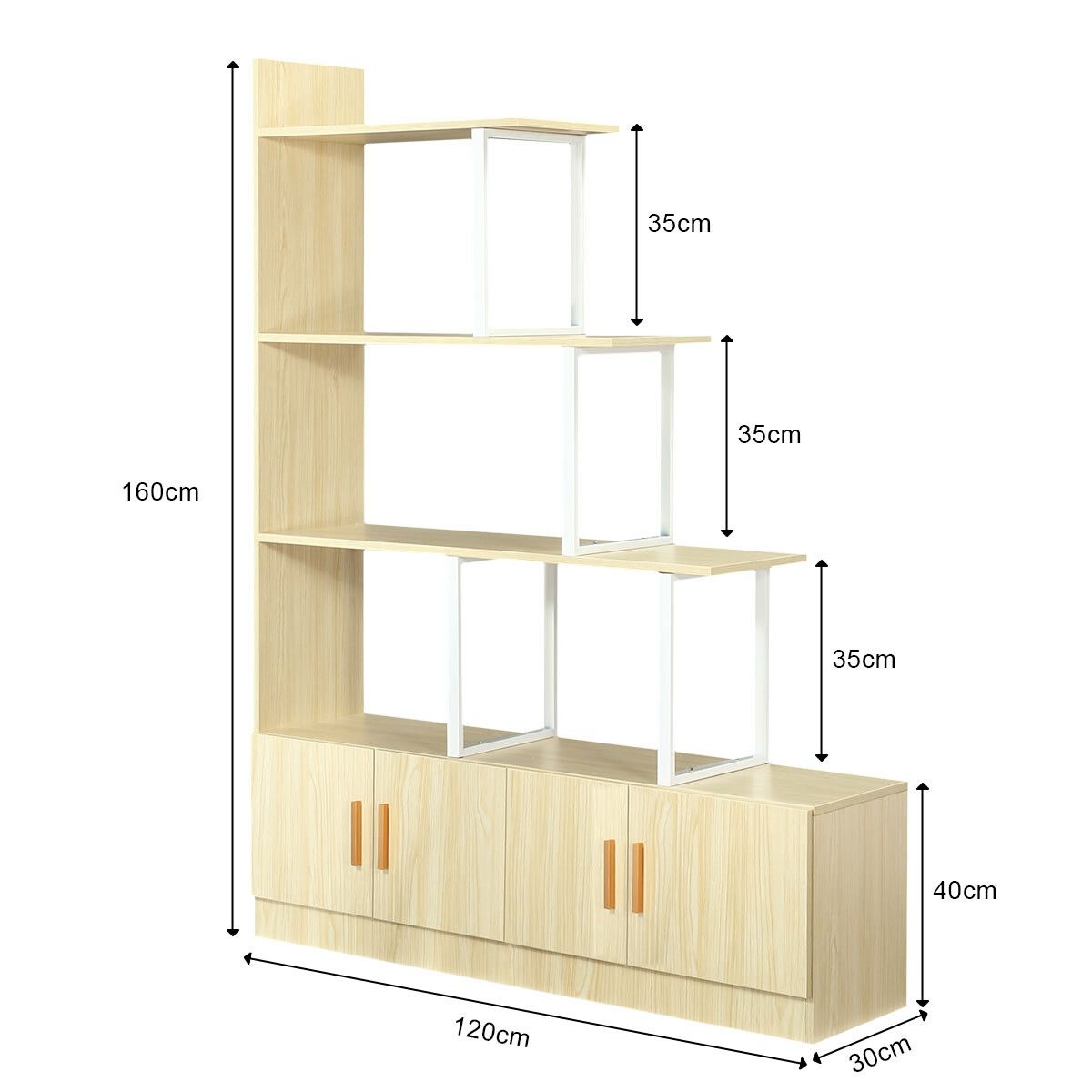 Multi-Level Ladder Bookshelves Bookcase Display Shelf Storage Cube Unit ...