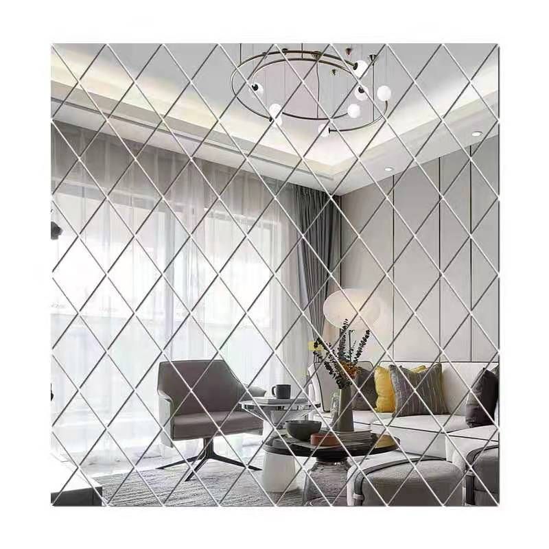 Diamonds 3D Mirror Stickers Acrylic Triangles Self Adhesive DIY Wall ...