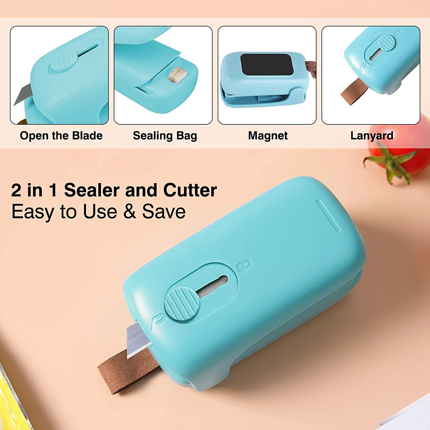 2 in 1 Mini Slide Heat Sealer Portable Capper Food Saver Household ...