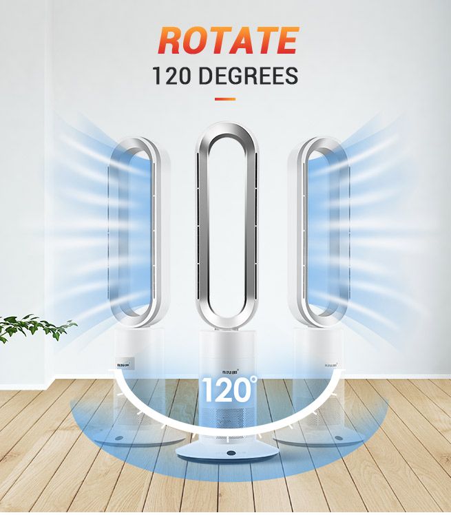 2 In 1 Tower Fan Bladeless Cool Hot Heater Oscillating Heating with LED ...