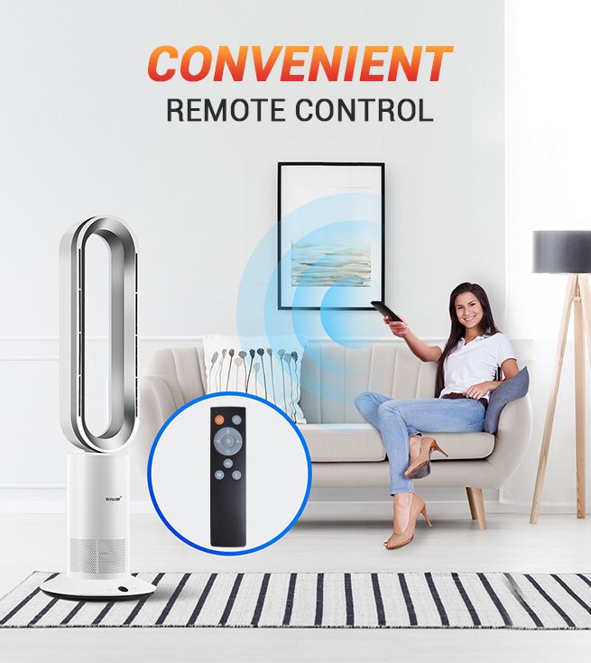 2 In 1 Tower Fan Bladeless Cool Hot Heater Oscillating Heating with LED ...