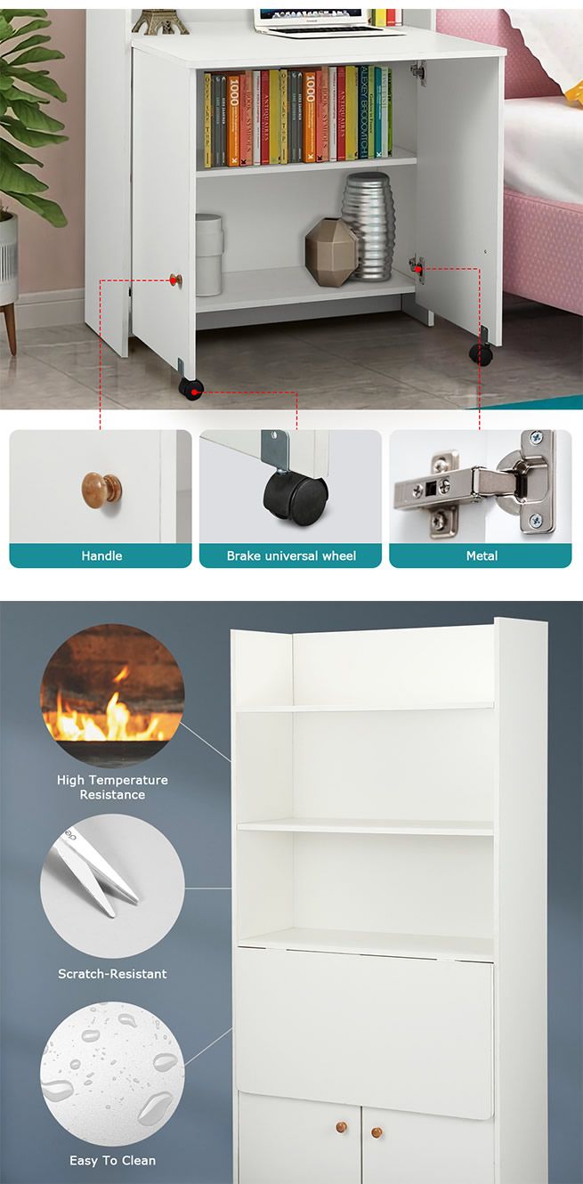 Multifunctional Computer Desk Bookshelf Wooden Storage Organiser Modern ...