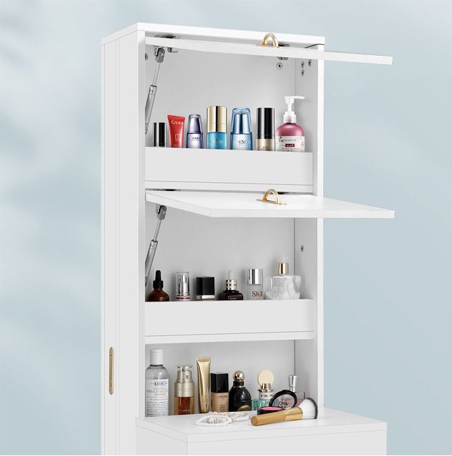 Freestanding Wooden Dressing Cabinet Table with Full Length Mirror ...