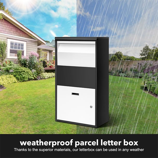 Metal Letter Box Lockable Post Mail Box Parcel Letterbox Mailbox for A4 ...
