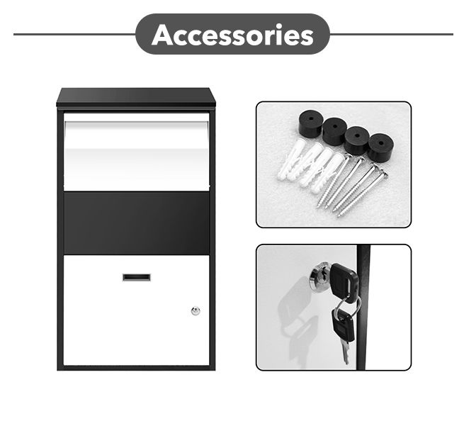 Metal Letter Box Lockable Post Mail Box Parcel Letterbox Mailbox for A4 ...