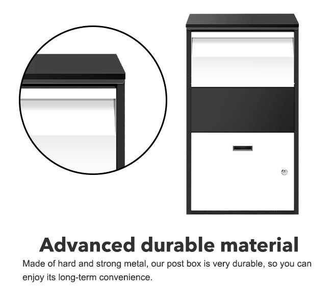 Metal Letter Box Lockable Post Mail Box Parcel Letterbox Mailbox for A4 ...