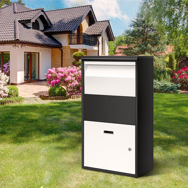 Metal Letter Box Lockable Post Mail Box Parcel Letterbox Mailbox for A4 ...