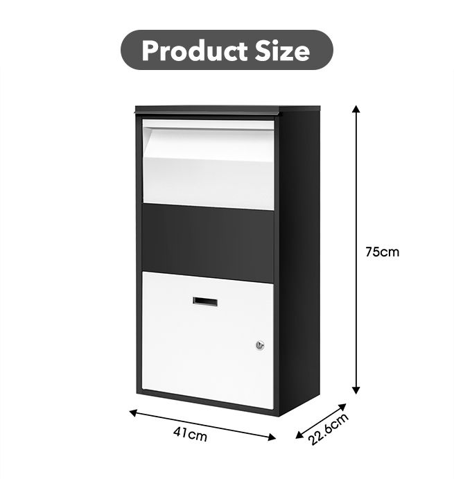 Metal Letter Box Lockable Post Mail Box Parcel Letterbox Mailbox for A4 ...