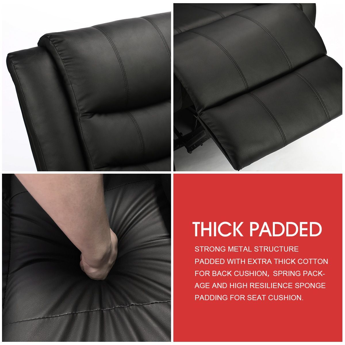 8-Point Heated Vibrating Massage Chair Electric Recliner Armchair ...