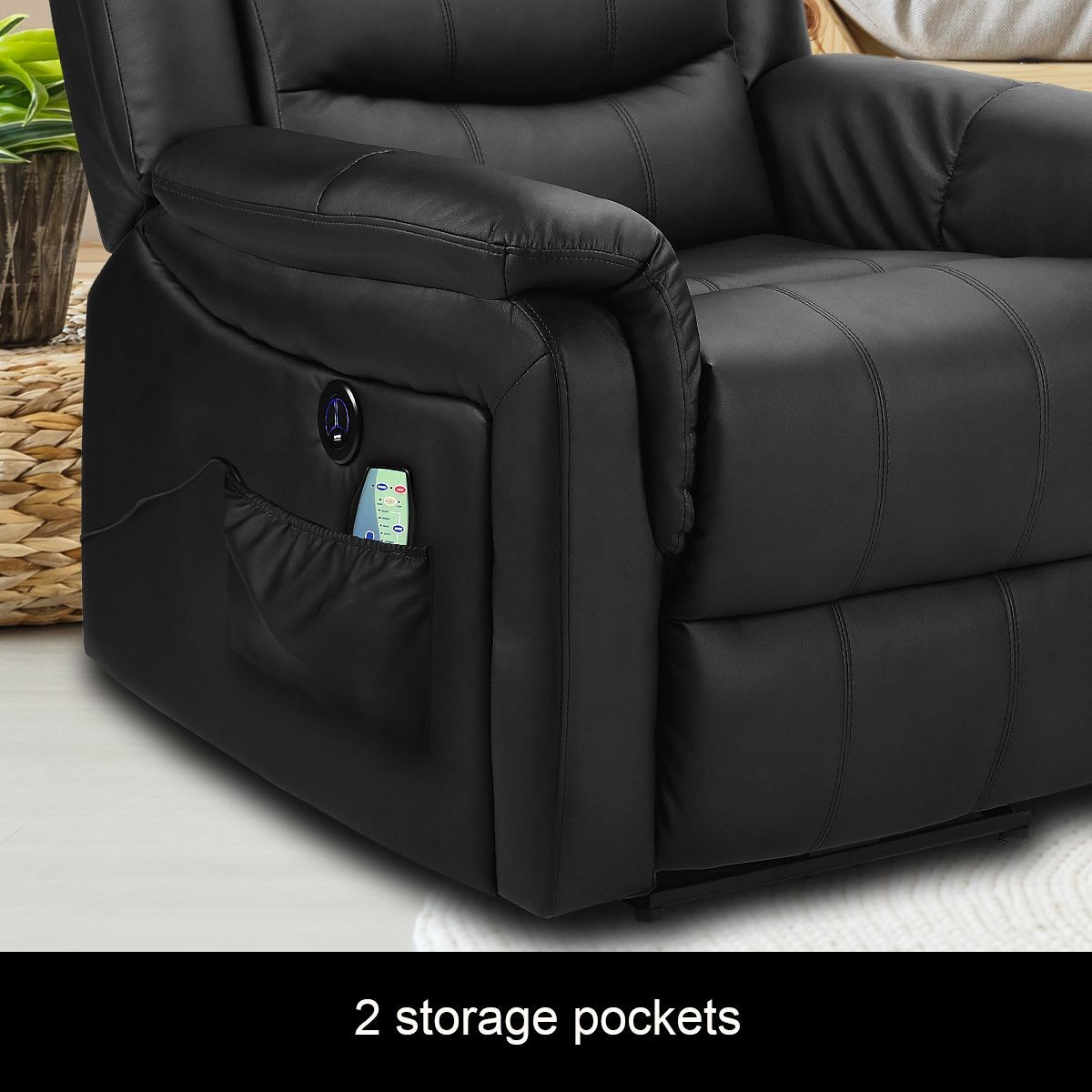 8-Point Heated Vibrating Massage Chair Electric Recliner Armchair ...