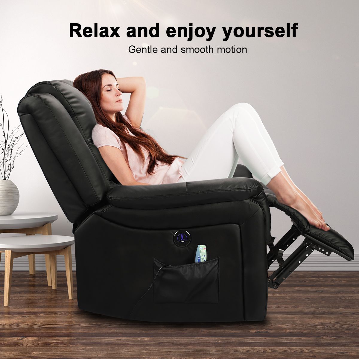8-Point Heated Vibrating Massage Chair Electric Recliner Armchair ...