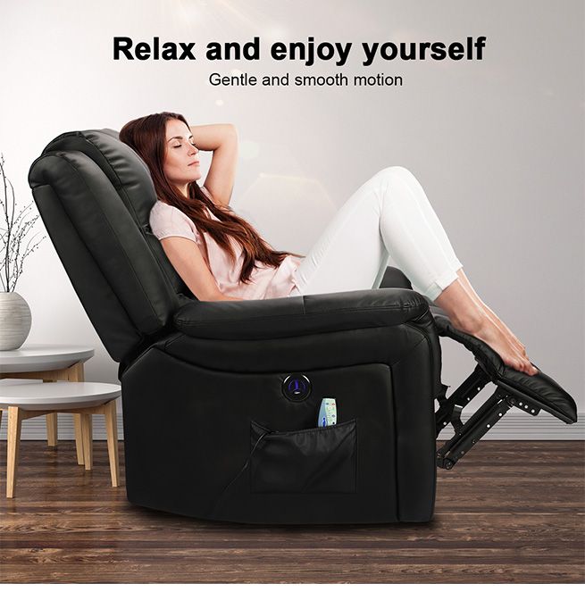 8-Point Heated Vibrating Massage Chair Electric Recliner Armchair ...