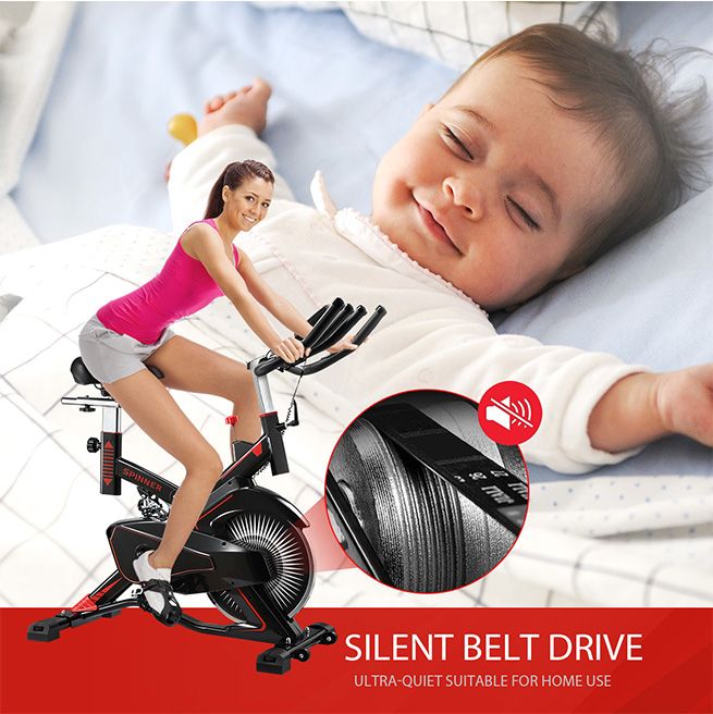 Genki Exercise Bike Stationary Spin Bicycle Home Gym Equipment with LCD ...