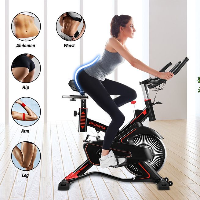Genki Exercise Bike Stationary Spin Bicycle Home Gym Equipment with LCD ...