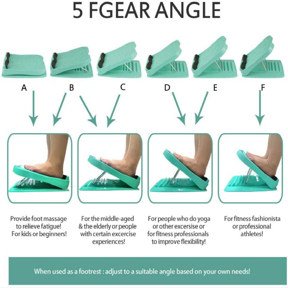 Under Desk Footrest Calve Stretcher 5 Positions Adjustable Slant Board ...