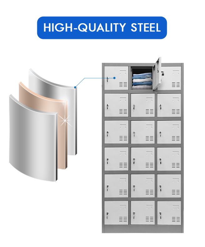 18 Doors Metal Steel Locker Gym Office School Home Stationary Storage ...