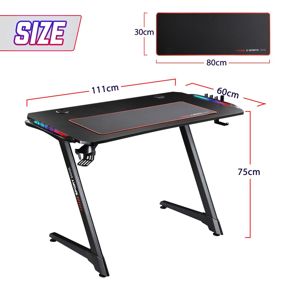 Large Z Shaped Gaming Desk Computer Home Office Writing Desk Racer ...