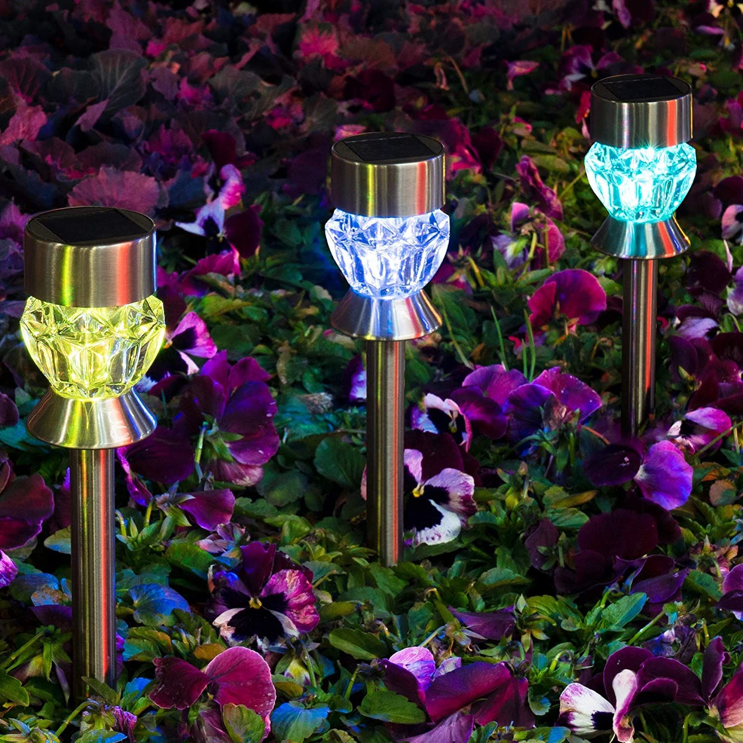 Color-Changing Solar Path Lights,6-Pack Solar Garden Decor Lights ...